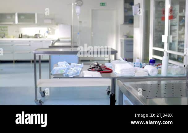 hospital room interior for sick patient clean and sterile medical stay ...