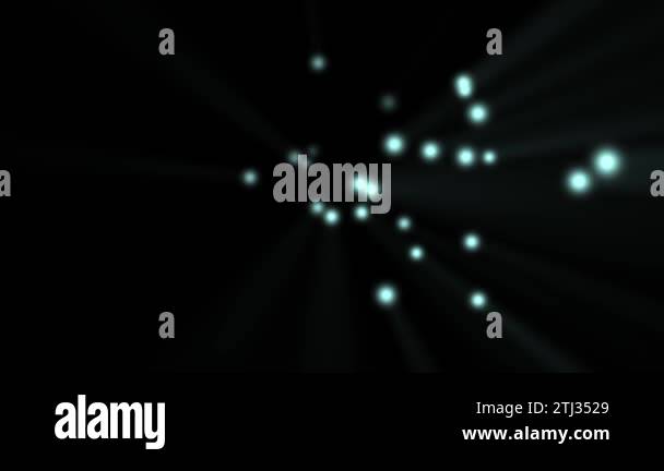 Neon blue vortex of particles of light in black spaces in black space ...