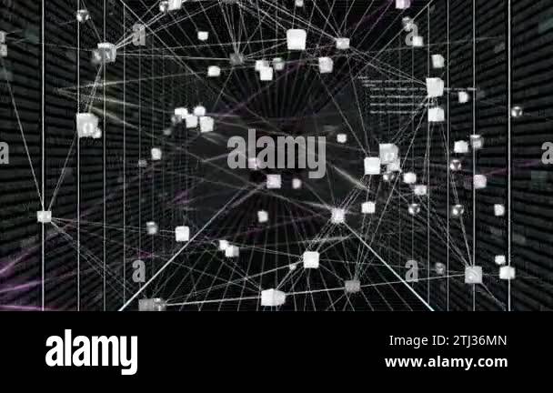 Animation of globe with connections and data processing. Global connections, data processing ...