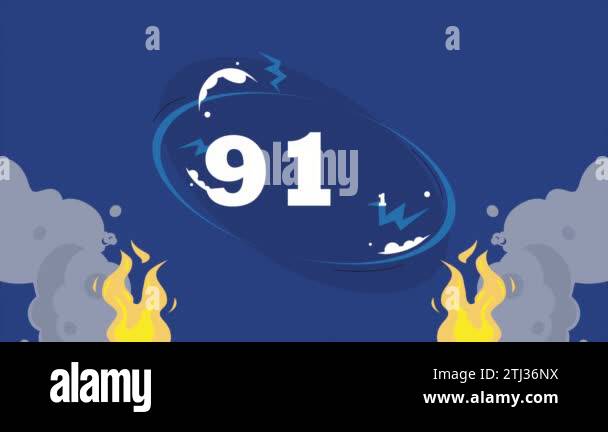 911 emergency number with fire flames animation ,4k video animated ...