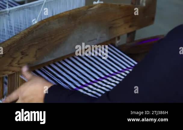 Traditional Vietnamese textile manufacture in craft village where old ...