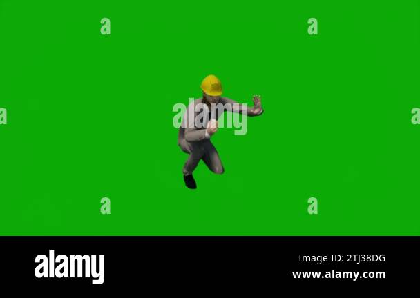3d man manufacturing factory engineer on green screen talking walking ...