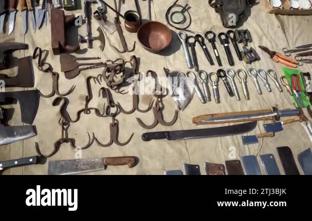 Flea market street market vintage old stuff hardware store Stock Video ...
