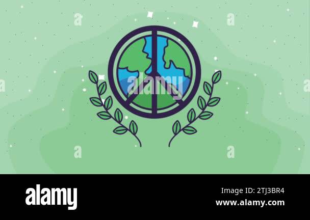 international peace day animation with symbol in planet ,4k video ...