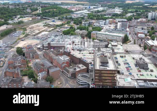 Luton City Centre and Local Buildings, High Angle Drone's View of Luton ...