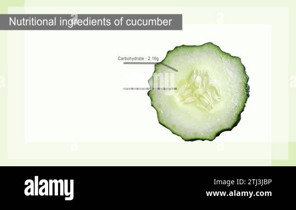Rotating sliced cucumber cross section and nutrition facts of cucumber ...
