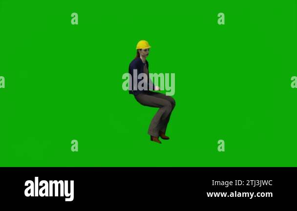 3d man manufacturing factory engineer on green screen talking walking ...