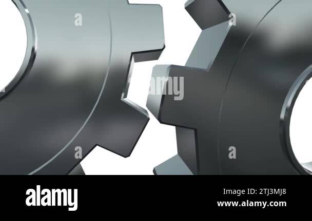 3d render of cogwheels that are stacked together. Silver rotating ...