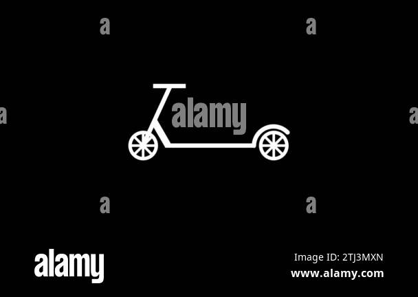 White picture of scooter on a black background. ecological means of ...
