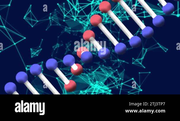 Animation Of Dna Structure With Networking Design In Background