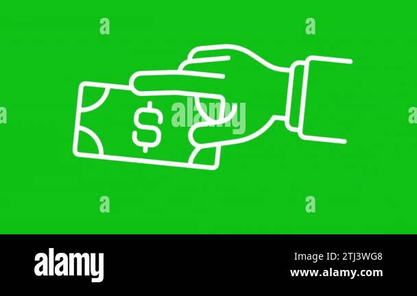 Cash payment white icon animation. Animated line money in hand. Dollar ...