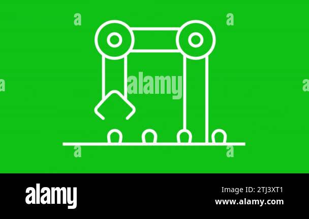 Farm automation white line animation. Robot puts seeds in soil animation. Planting robot. Loop ...