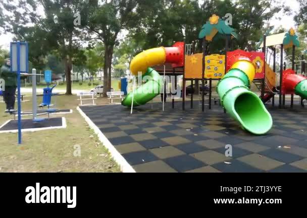 Bangi, Malaysia, Sep 17 2022 Timelapse panning to the right Playground ...