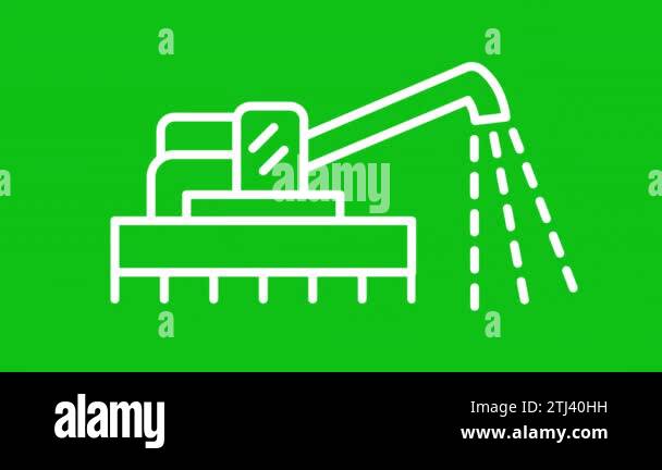 Mechanized agriculture animation. Animated harvester machine white line ...