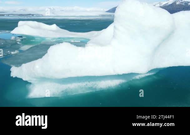 Iceberg from melting glacier in Iceland. Extreme Close Up Aerial View ...
