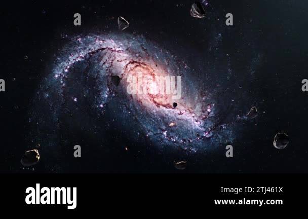 Galaxy Space flight exploration space rock scence through outer space ...