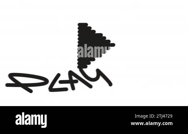 Animation of the Play button falling into rainbow lines with a ...