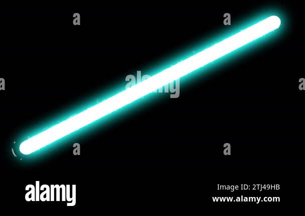 Lightsaber animation with a blue glow on a black screen. Energy weapons ...