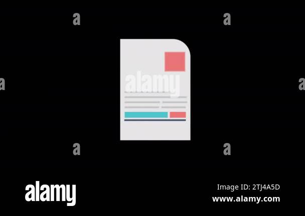 contract document icon animation loop motion graphics video transparent background with alpha ...
