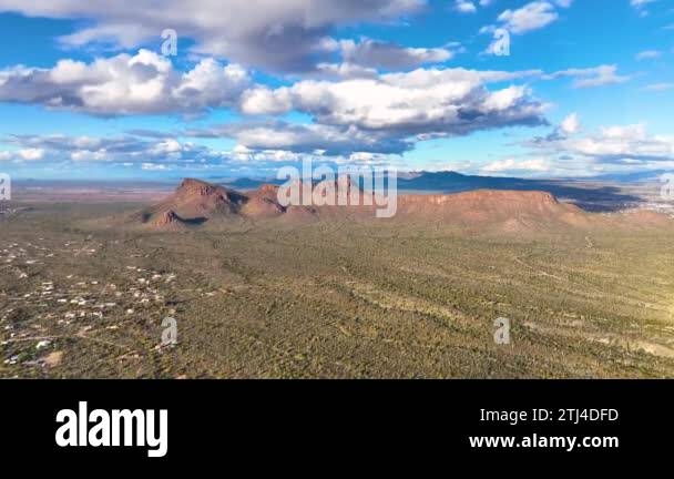 Panther Peak and Safford Peak aerial view with Sonoran Desert landscape ...