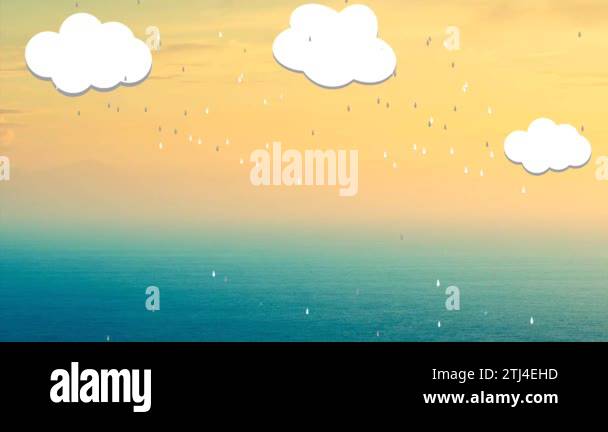 falling raindrops footage animation on colorful background, rain ...