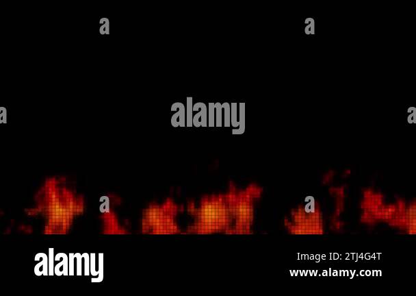 Pixel art flame isolated on black background. Bright Burning fire ...