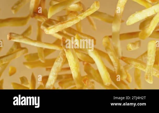 Super Slow Motion Shot of French Fries Flying Towards Camera at 1000fps ...