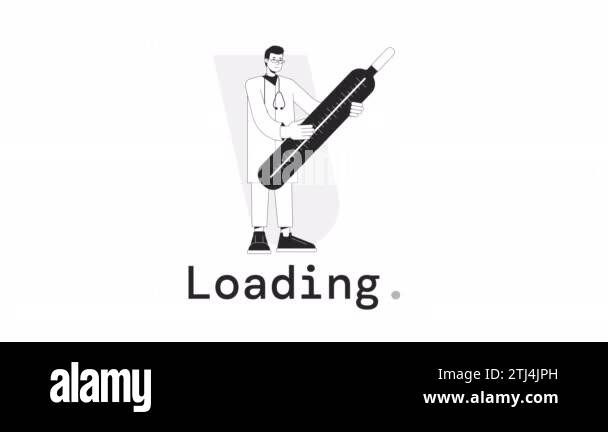 Fever check bw loader animation. Doctor male measuring body temperature ...