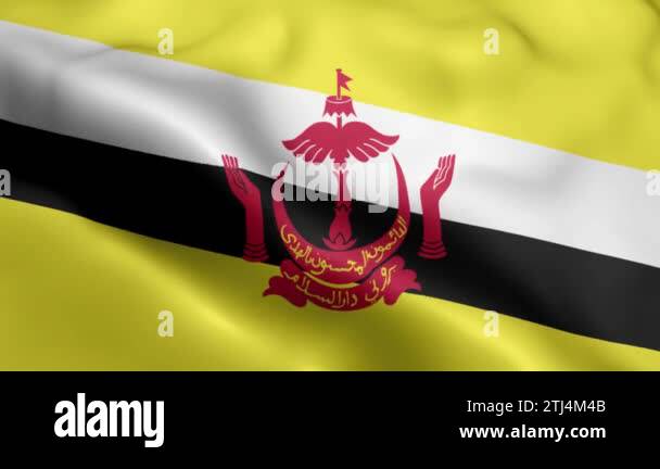 Brunei Flag video waving in wind. Brunei Flag Wave Loop waving in wind ...