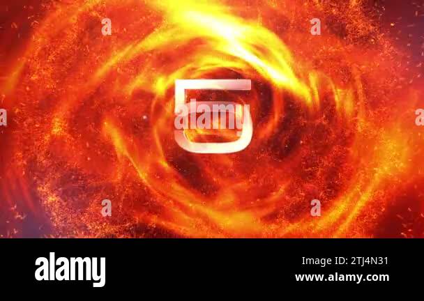 Five seconds Countdown timer with abstract fire energy tunnel animation ...