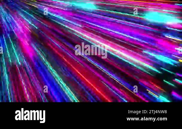 3d abstract neon background, tunnel turning to right animated curved ...