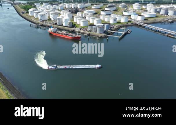 Liquid Cargo Tanker Ship Docking at a Fuel Depot Stock Video Footage ...