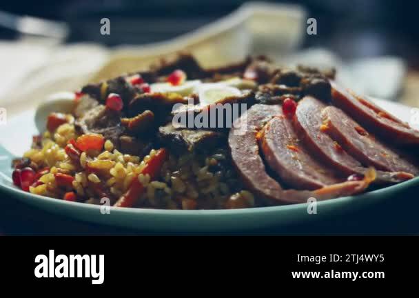 Taste Uzbek Cuisine Soulful Wedding Pilaf. It is beautifully decorated ...