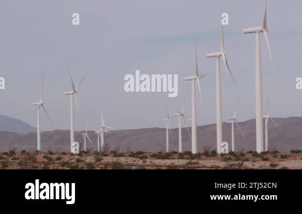Windmills turbine rotating, wind farm or power plant, alternative green ...