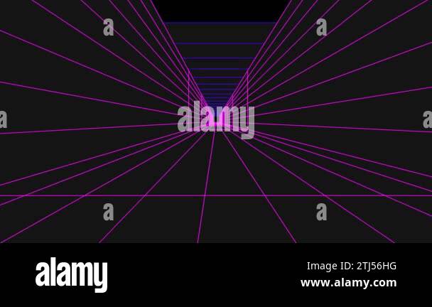 3d Retro futuristic video game abstract animation with changing colors ...