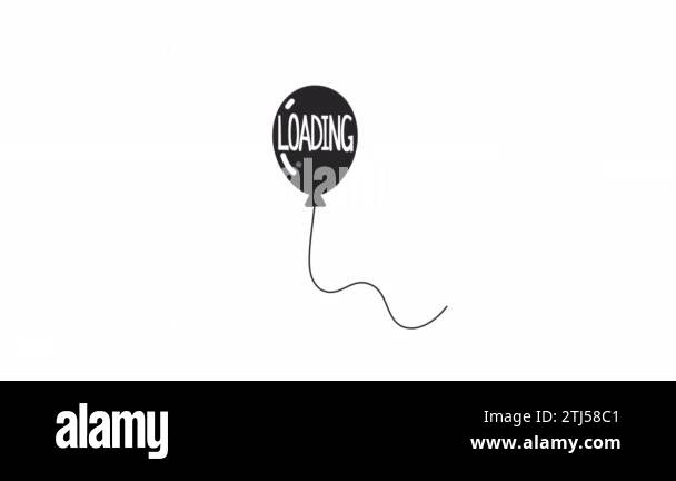Balloon floating bw loader animation. Birthday party. Flying balloon in ...