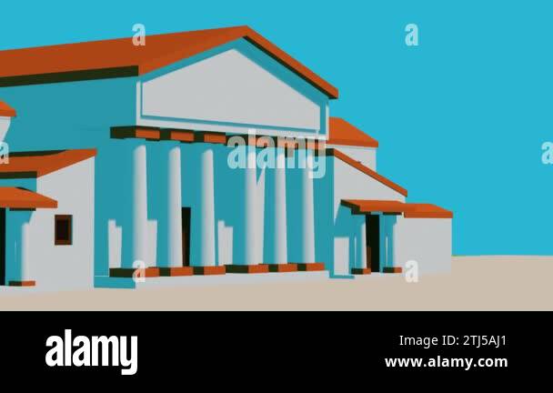 Street of the ancient Greek city with old houses. Minimal modern motion ...