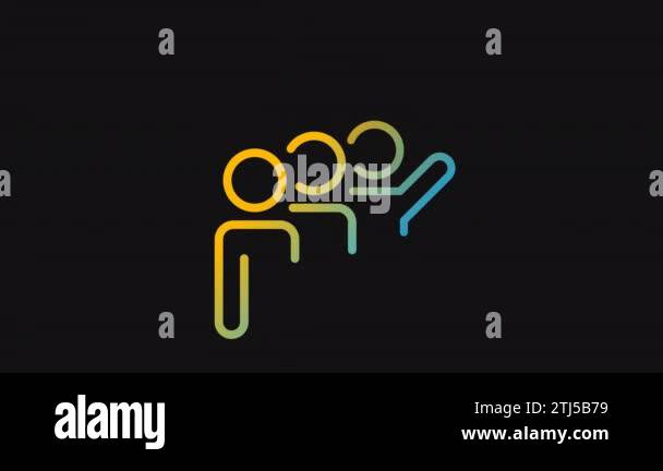 Animated succeed dark gradient icon. Successful teamwork. Management ...