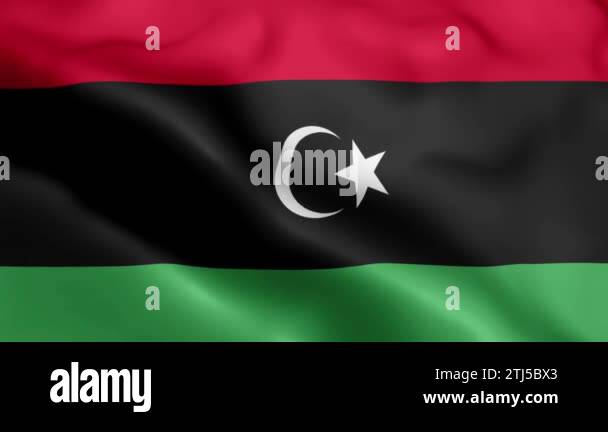 Libya Flag video waving in wind. Libya Flag Wave Loop waving in wind ...