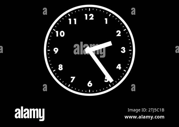 4k 2d minimal clock animation, seamless loop, full 12-hour cycle in 30 ...