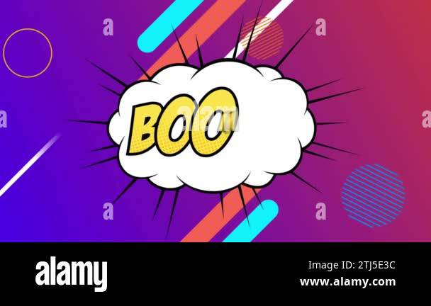 Animation of comic 5 options text over multiple comic speech bubbles ...