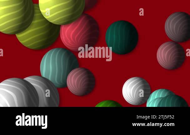 Motion footage background with colorful elements. Striped balls ...