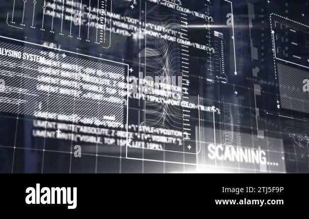 Animation of infographic data with graphs, world map scanning on ...