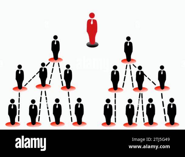 Hierarchical Organization Diagram Structure with dashed line on White ...