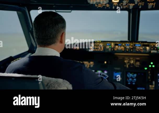 Takeoff of a modern passenger plane at the airport Front view from the ...