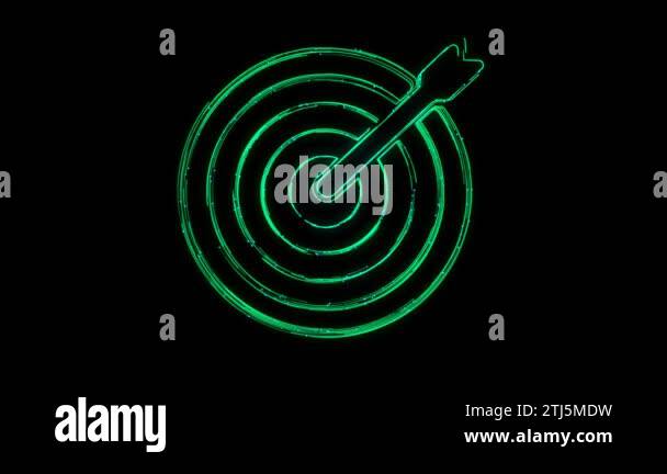 Target Goal Animated Icon appearing with Lines on black background ...