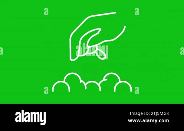 Plant seeding white line animation. Animated hand spreading seeds into ...