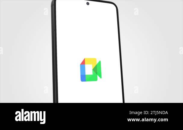 New York, USA - 1 May 2023: Google Meet Logo on Phone Screen Animation ... New York, USA - 1 May 2023: Google Meet Logo on Phone Screen Animation ...