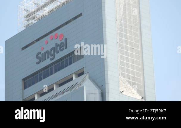 Singapore 2 June 2022 street view of SingTel company logo Stock Video ...