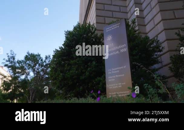 IRS sign. Internal Revenue Service Building on Constitution Ave in ...